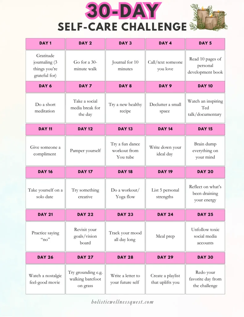 30-day Self-Care challenge (+Free Printable to Transform Your Mind ...